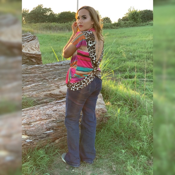 Tops | Serape Leopard Open Back Top | Poshmark